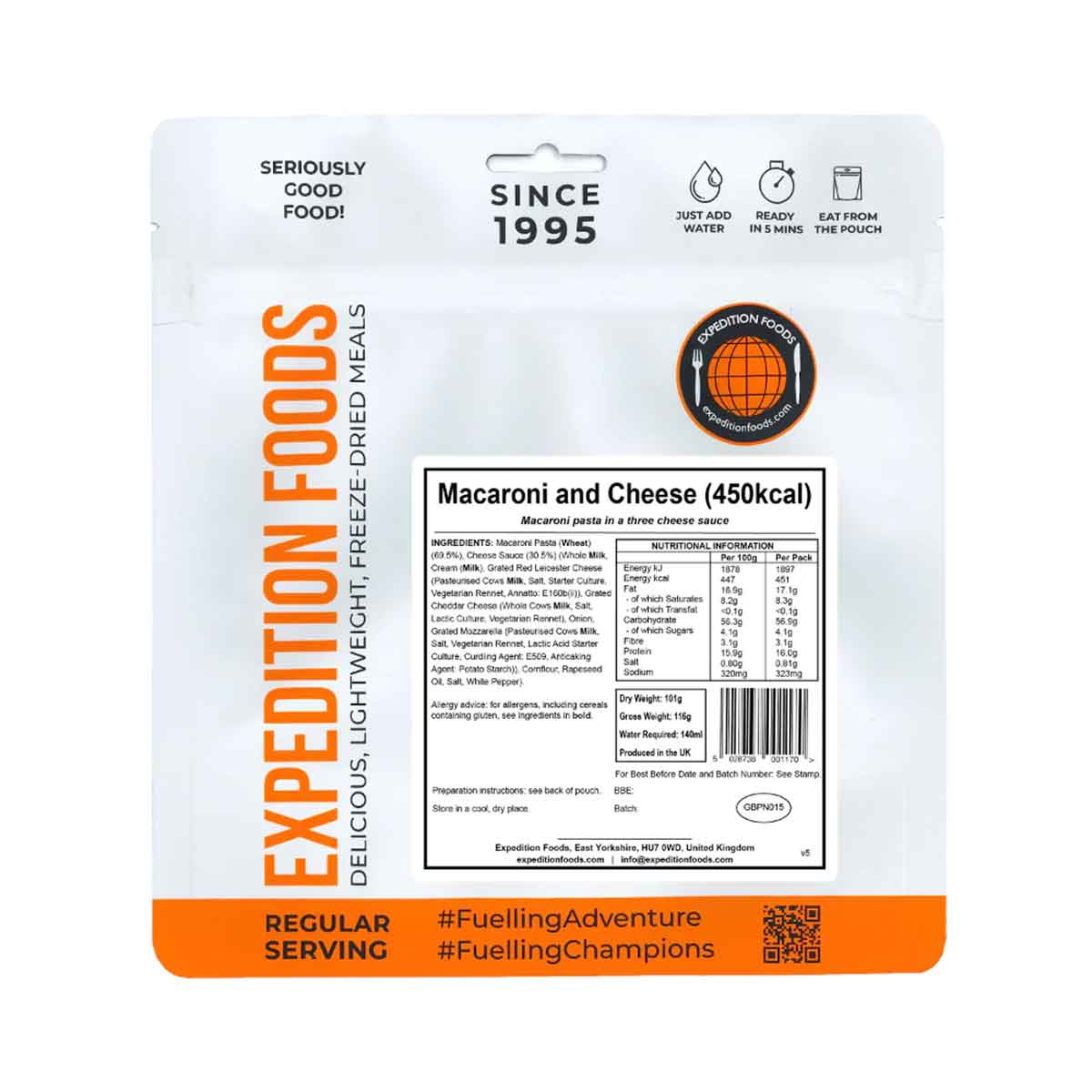 Alimentation Trek Macaronis Aux Fromages Lyophilisées